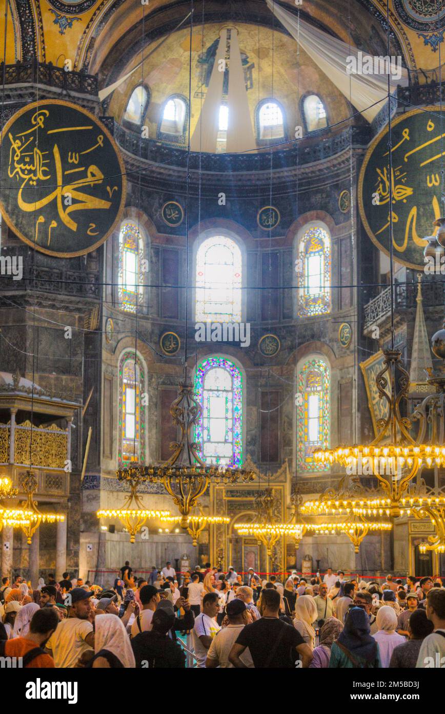 Interior, Hagia Sophia Grand Mosque, 360 AD, UNESCO World Heritage Site, Istanbul, Turkey Stock ...