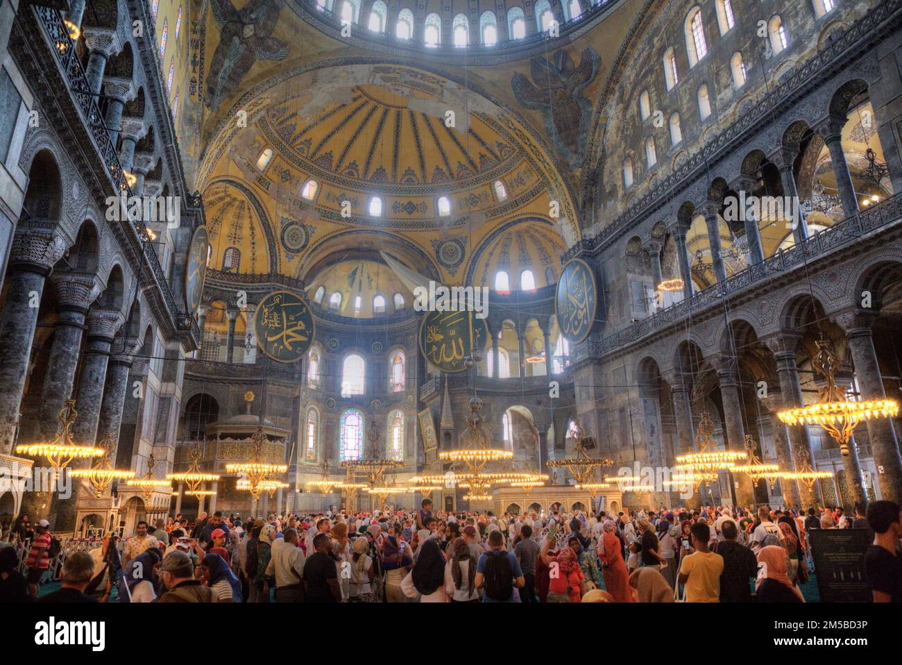 Interior, Hagia Sophia Grand Mosque, 360 AD, UNESCO World Heritage Site, Istanbul, Turkey Stock ...