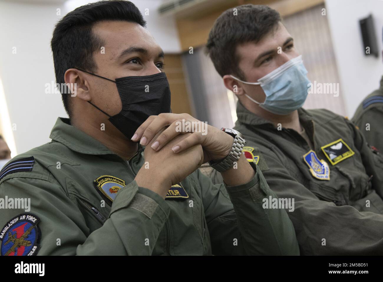 Flight Lieutenant Rashman Atiur, left, Bangladesh Air Force (BAF) C-130 ...