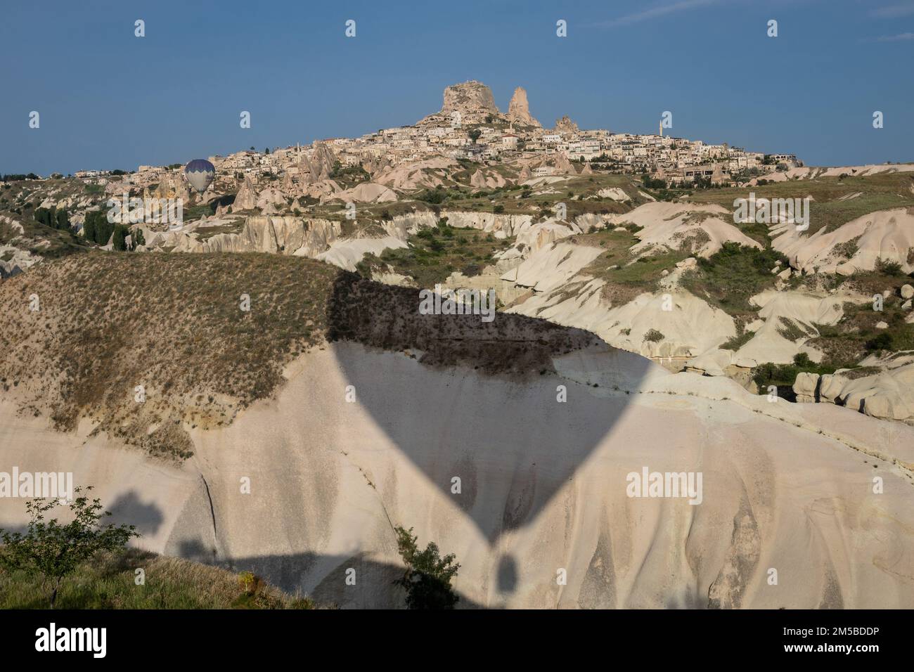 A beautiful view over the town of Uchisar, at the Pigeon Valley ...
