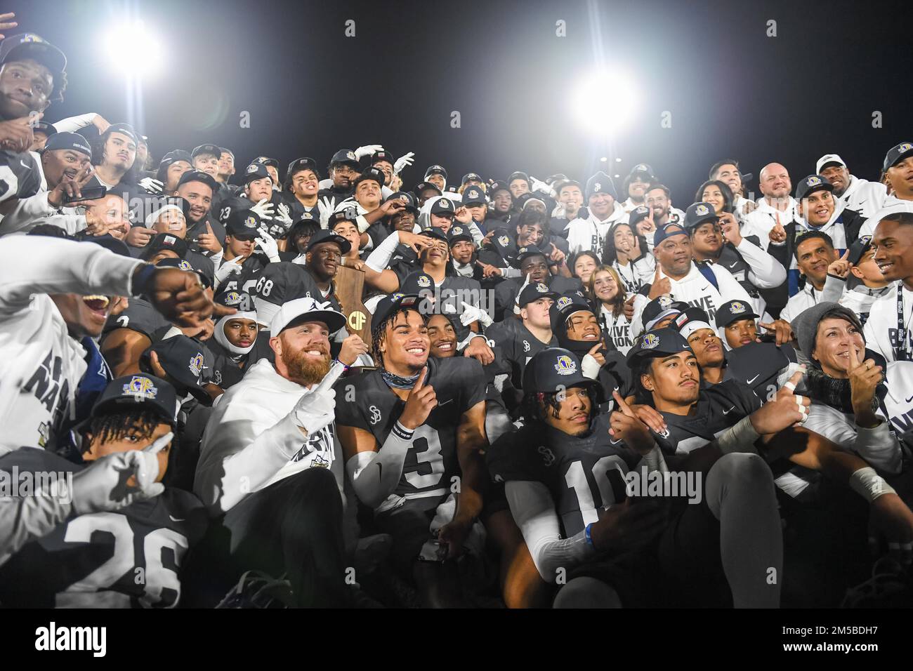 The St. John Bosco braves celebrate after winning the 2022 CIF Open ...