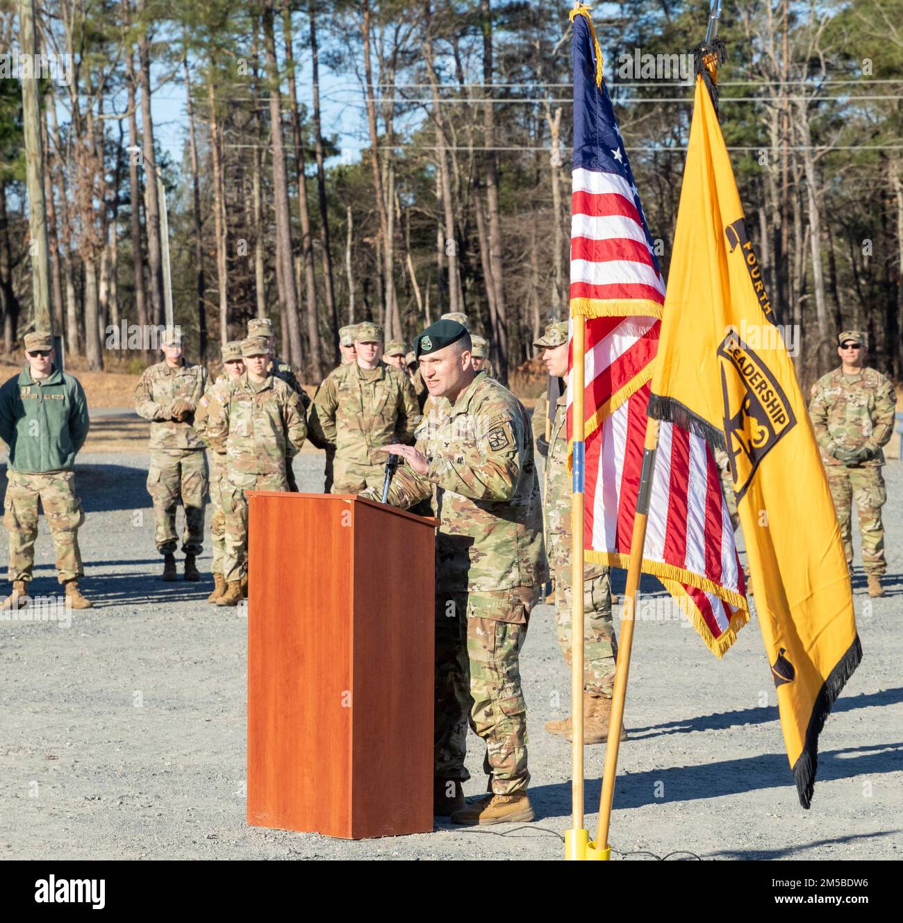 Col. Mike Mourouzis, 4th Brigade Army ROTC commander, speaks to the 38 ...