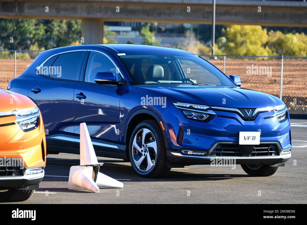 A Vietnamese manufactured VF 8 eSUV electric car during a test drive ...