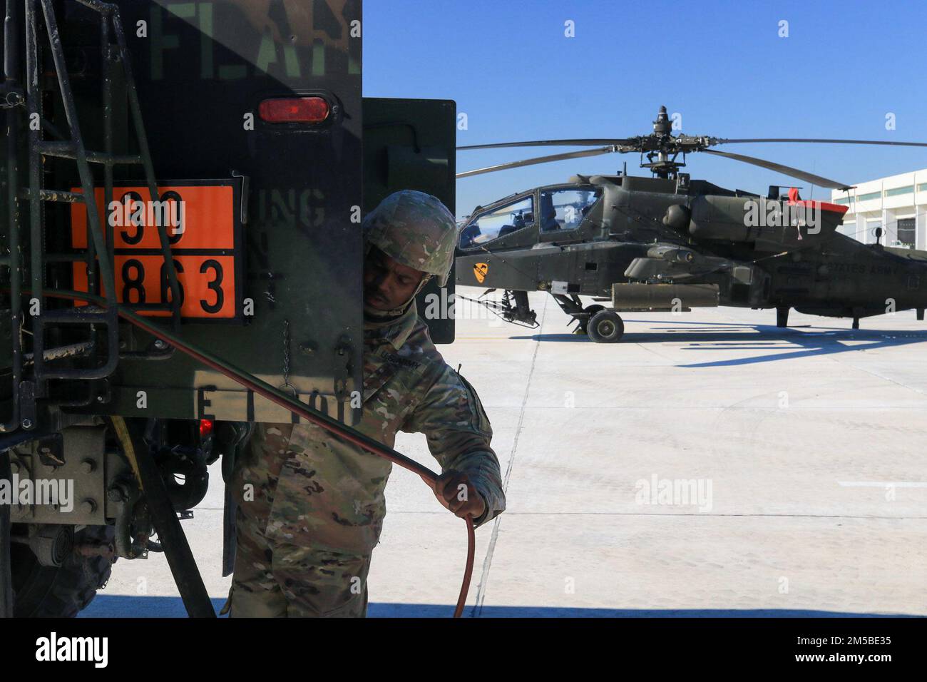 Spc. Green of Echo Troop, 7th Squadron, 17th Cavalry Regiment prepares ...