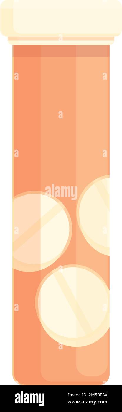 Orange effervescent tablets icon cartoon vector. Medicine pill. Mineral ...