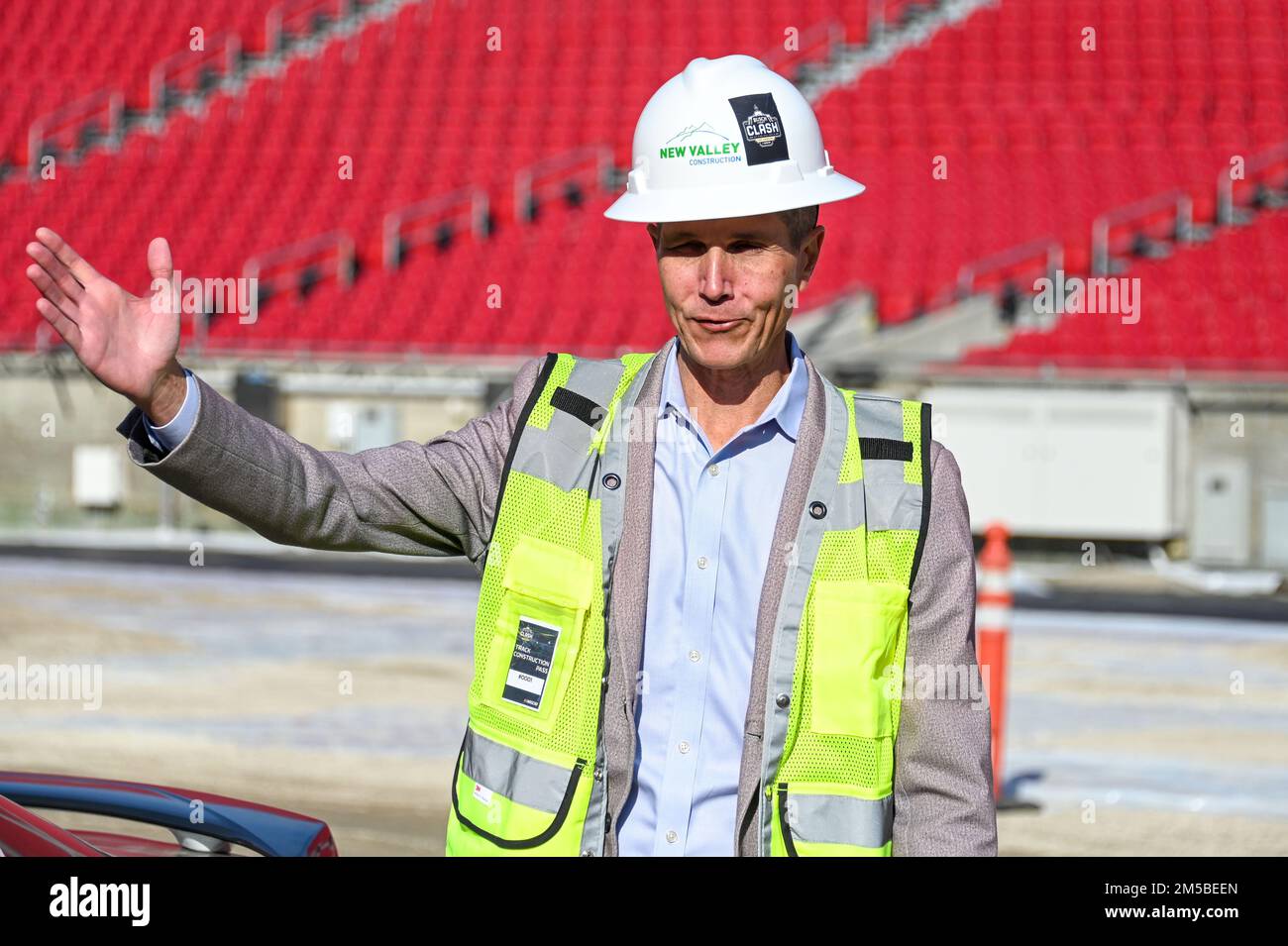 NASCAR track communications director Matt Humphrey during a ...