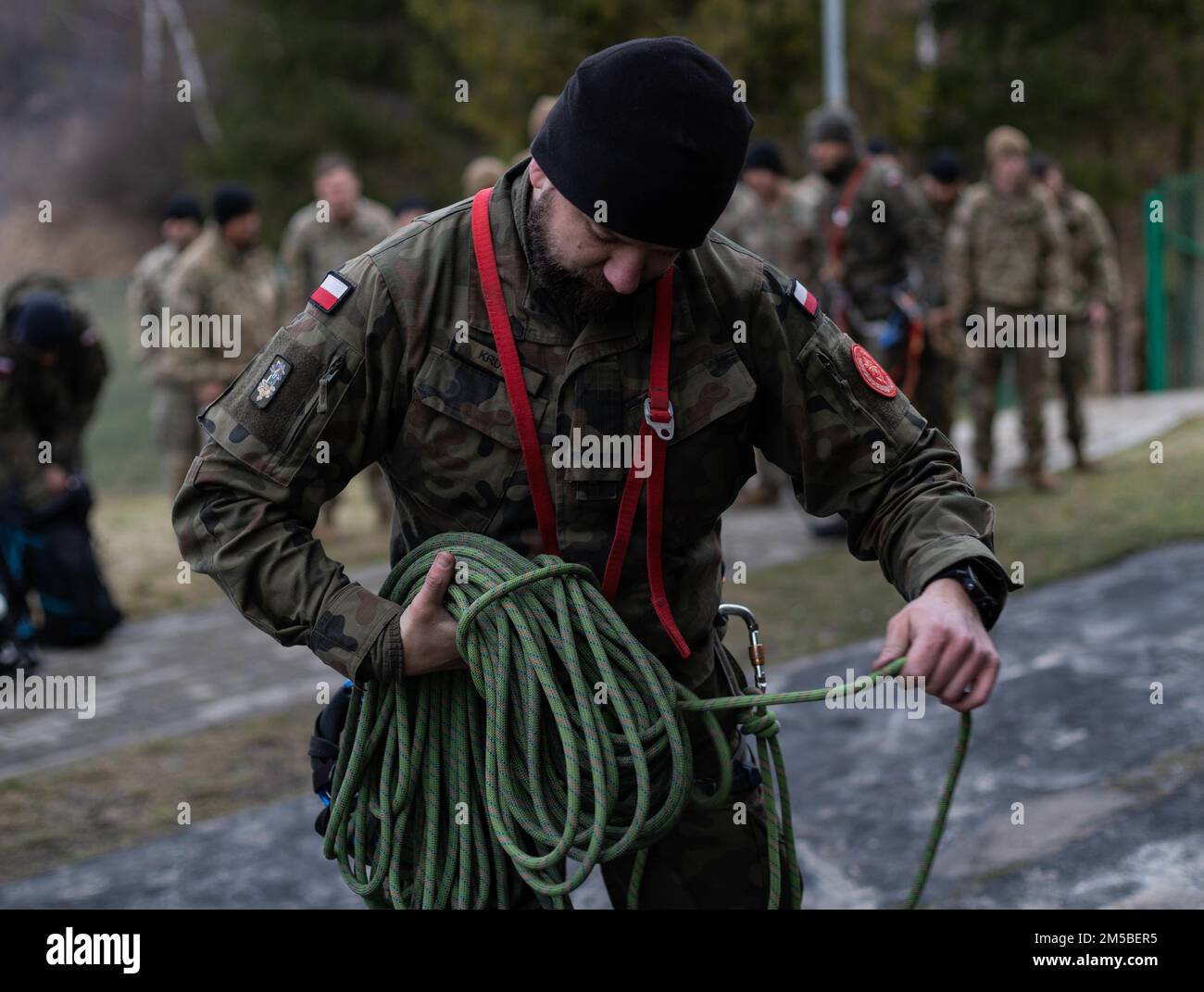 U.S. Army Paratroopers assigned to the 82nd Airborne Division observe ...