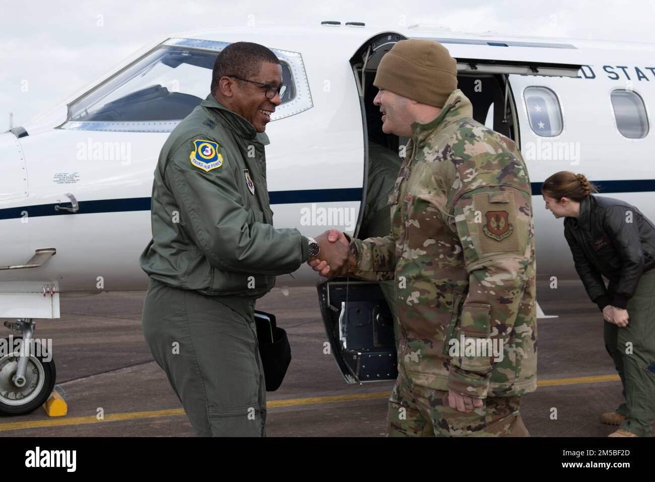 U.S. Air Force Maj. Gen. Randall Reed, left, Third Air Force commander ...