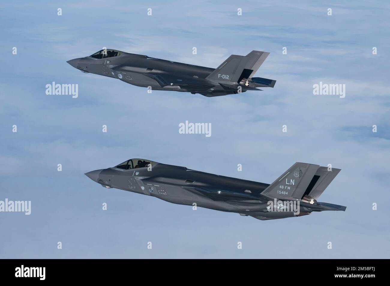U.S. Air Force and Royal Netherlands Air Force F-35A Lightning II aircraft, conduct a bilateral ...