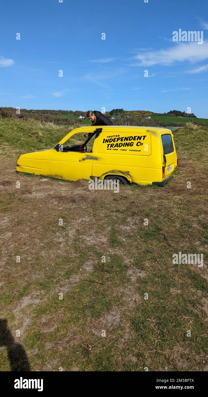 A vertical shot of trotter independent trading car stuck on ground ...