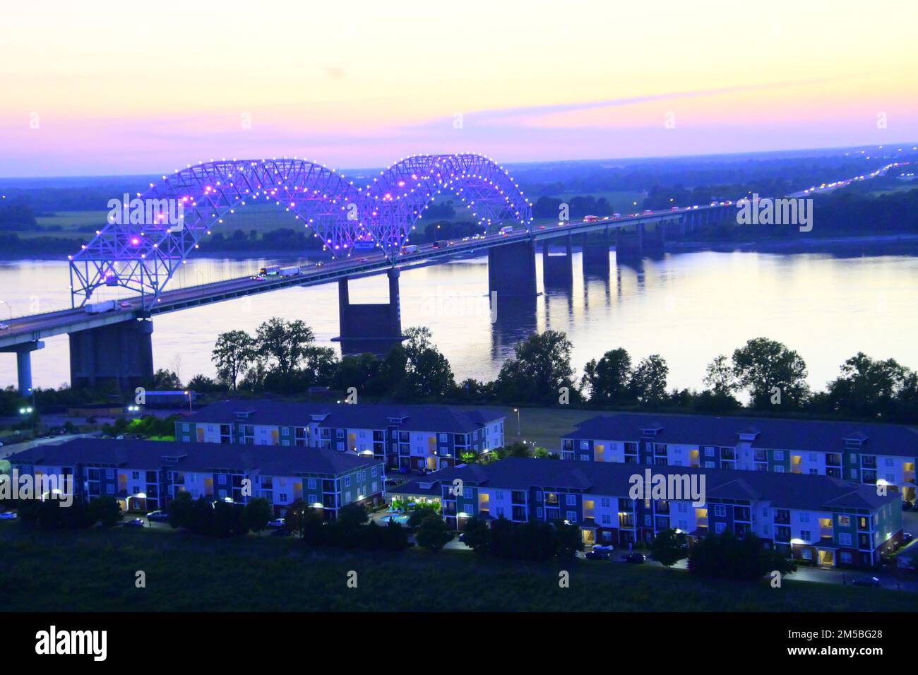 River bridge at dusk Stock Photo - Alamy
