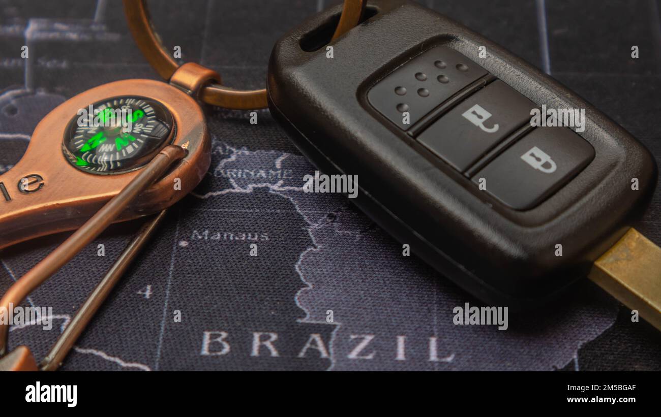 black car key over black map Stock Photo - Alamy