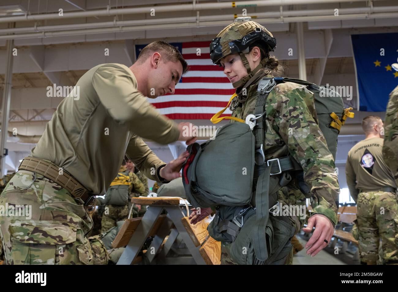 U.S. Air Force Tech. Sgt. Anthony Downs, left, inspects Capt. Lynsie ...
