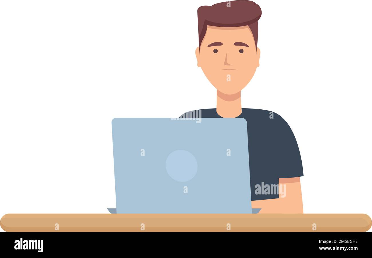 Desk programming icon cartoon vector. Computer project. Smart study ...