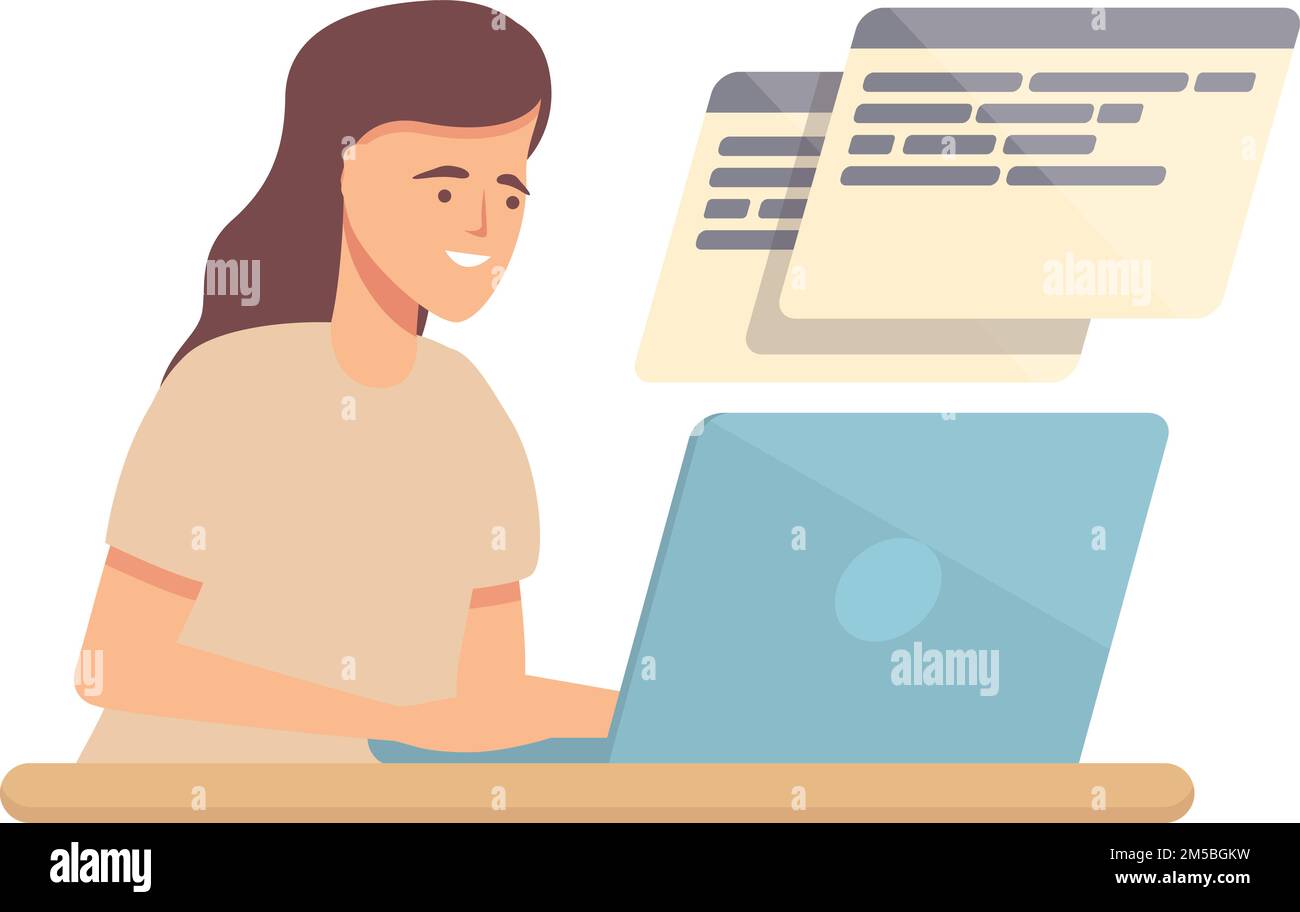 Programming education icon cartoon vector. Computer technology. School ...