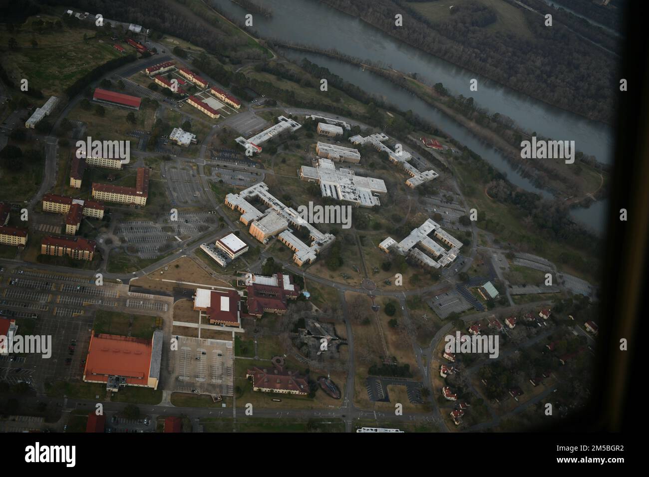 Aerial view of the Academic Circle at Air University on Maxwell Air ...
