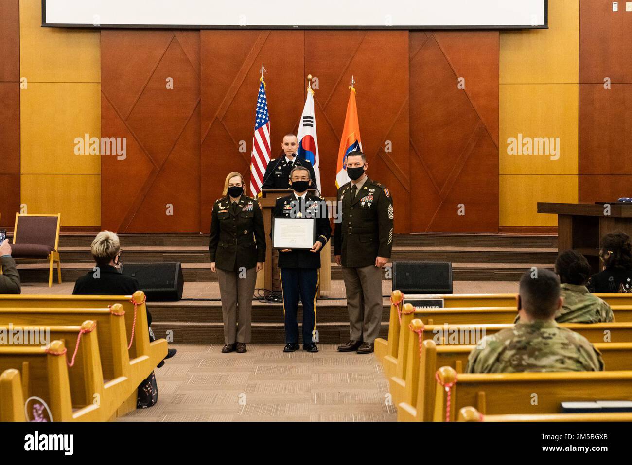 U.S. Army Col. Moon Kim, 1st Theater Signal Brigade Chaplain receives ...