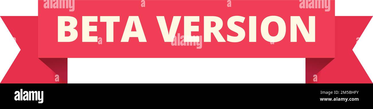 Red beta version icon cartoon vector. Online computer. Label time Stock ...