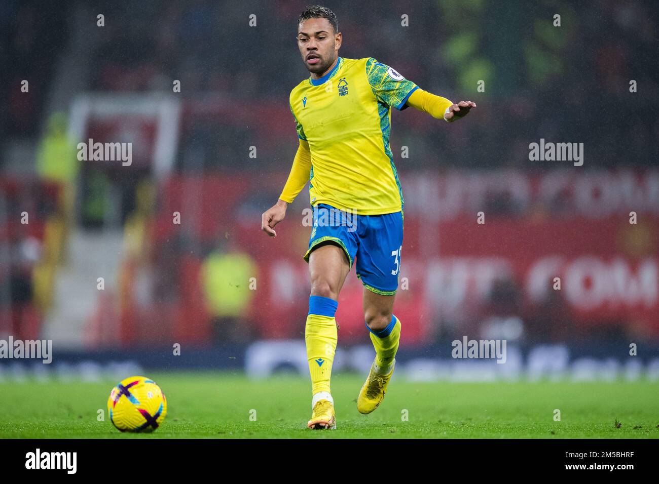 Renan Lodi #32 of Nottingham Forest bursts forward during the Premier ...