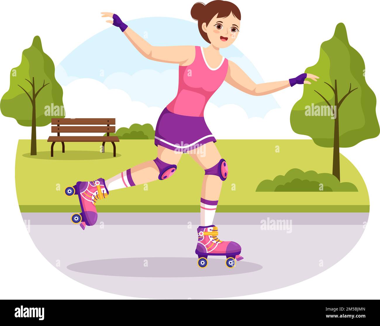 Roller skating girl cute cartoon hi-res stock photography and images ...