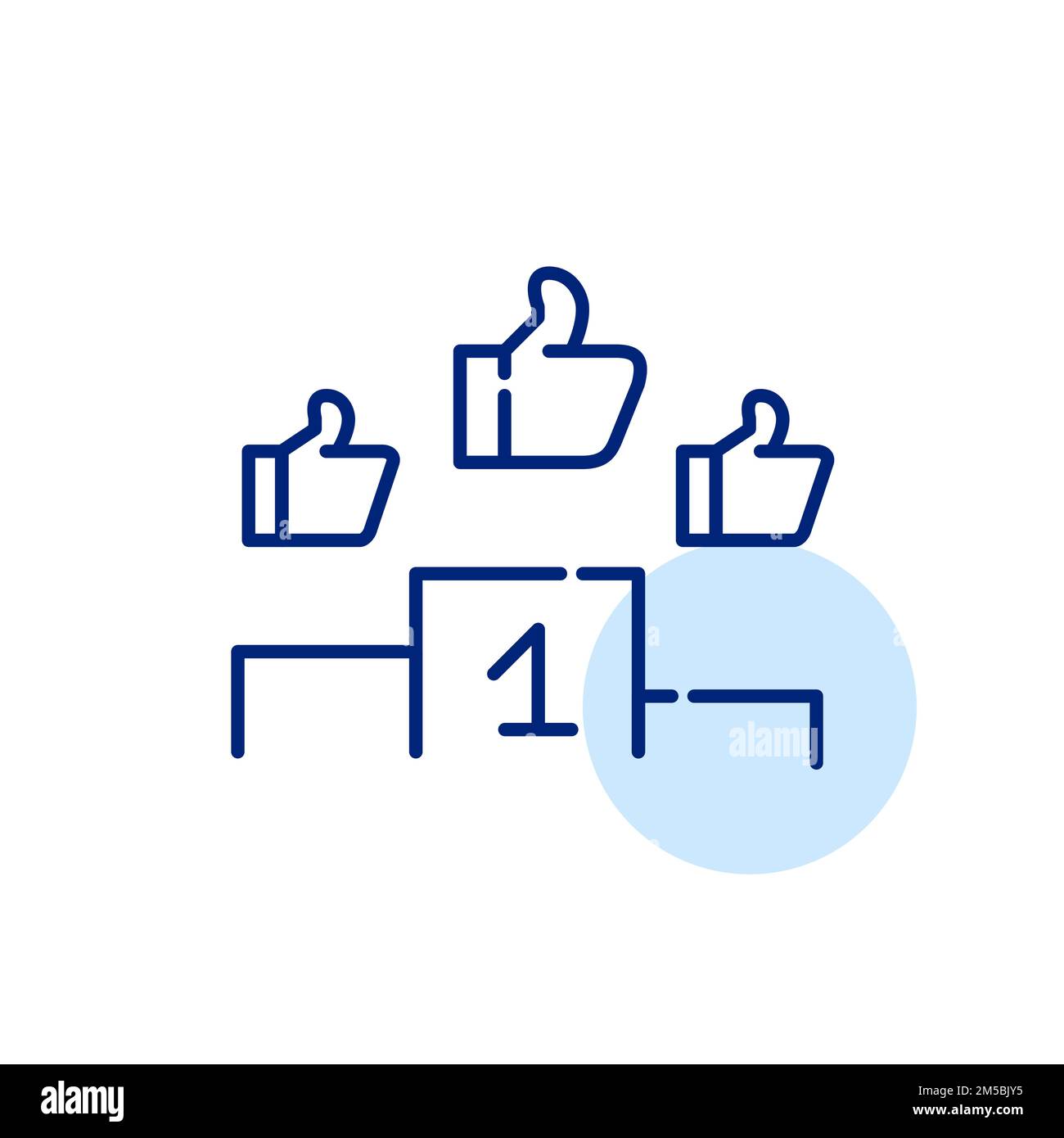 Customer approval thumbs up symbols on champion podium. Pixel perfect ...