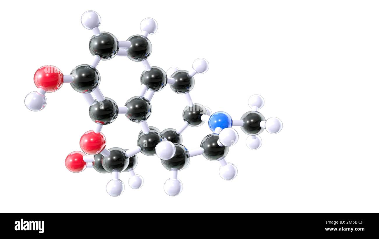Molecular model of the semi-synthetic opioid analgesic (painkiller ...