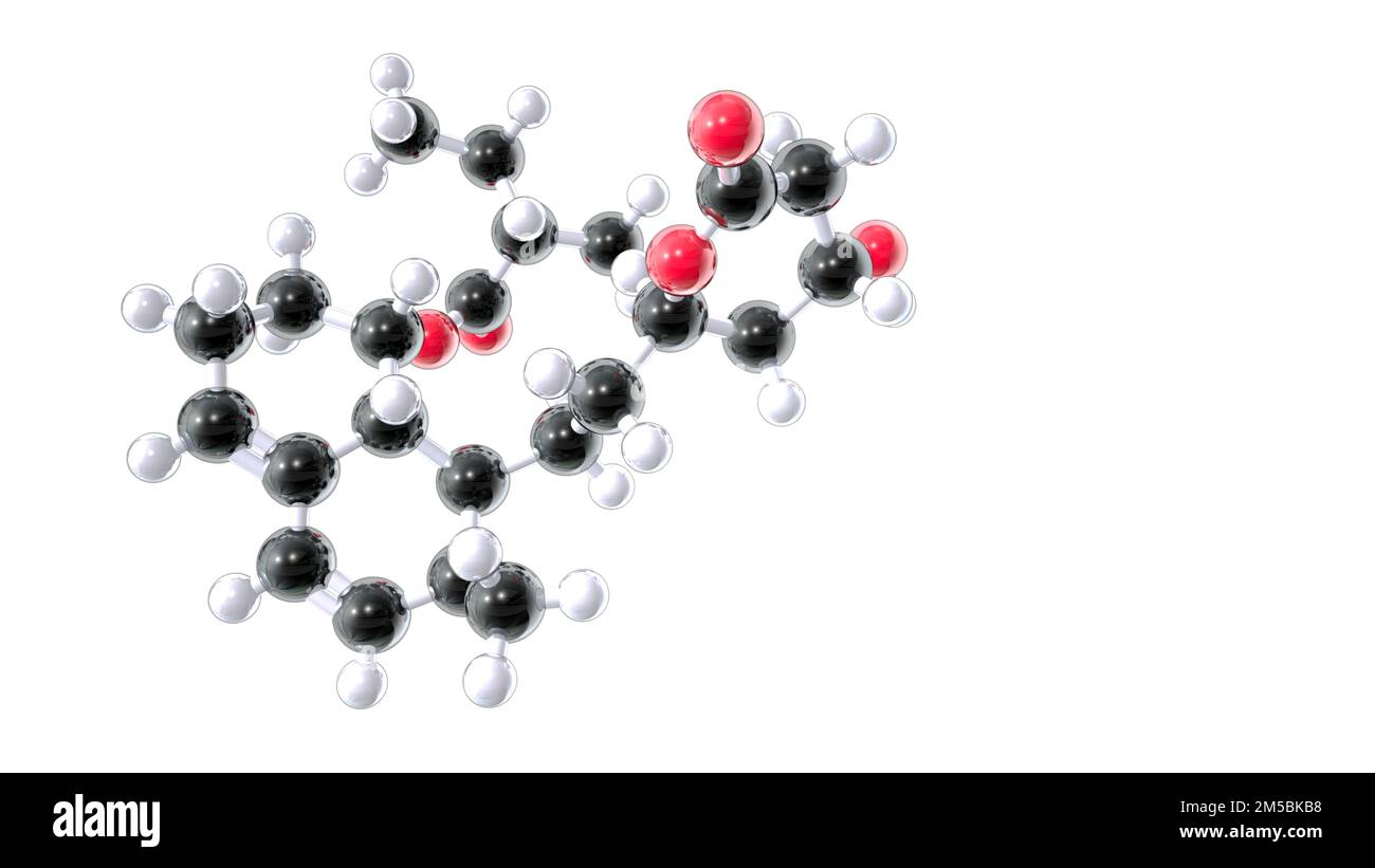 Mevastatin drug, molecular model. This drug, which is also known as ...