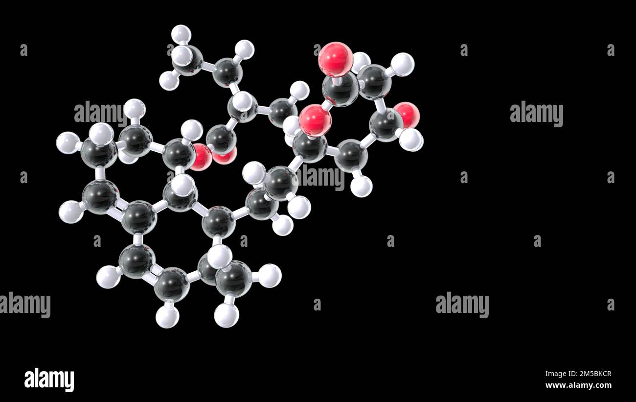 Mevastatin drug, molecular model. This drug, which is also known as ...