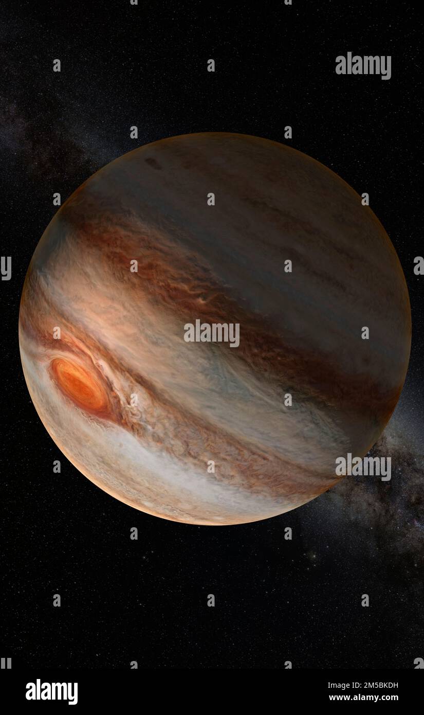 Jupiter, illustration. Jupiter is the fifth planet from the Sun and the ...