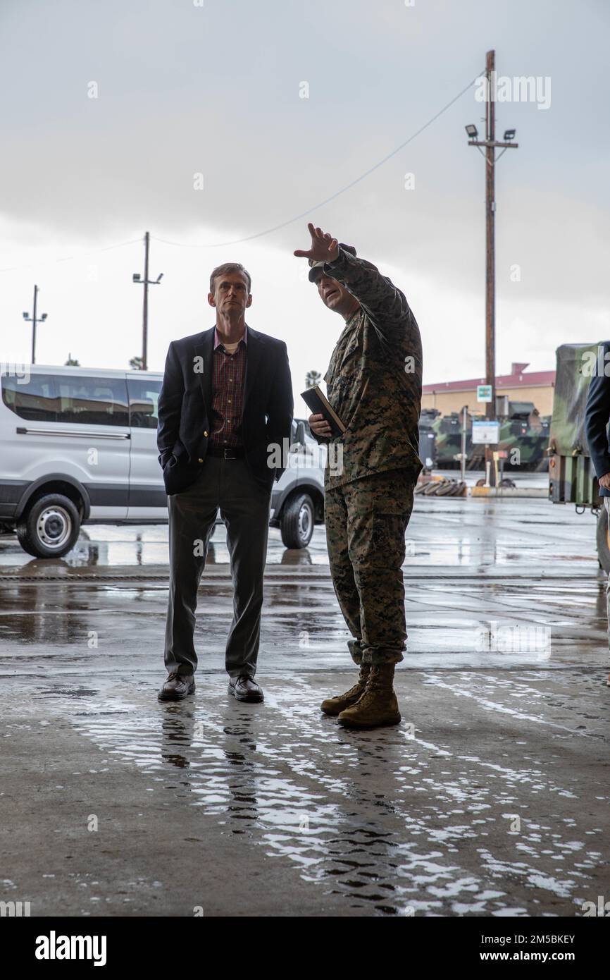 U.S. Marine Corps Lt. Col. Wilson Moore (right), commanding officer of ...