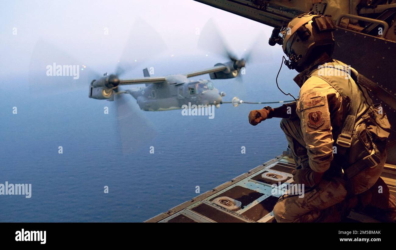 An MC-130J Commando II multi-mission combat transport aircraft loadmaster with the 1st Special ...