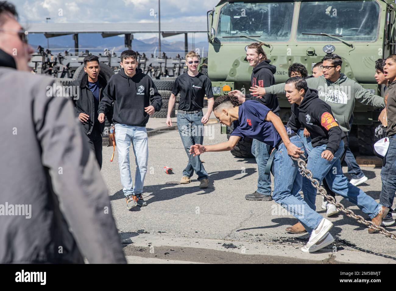 A future U.S. Marine with Recruiting Station Riverside, pulls a chain ...