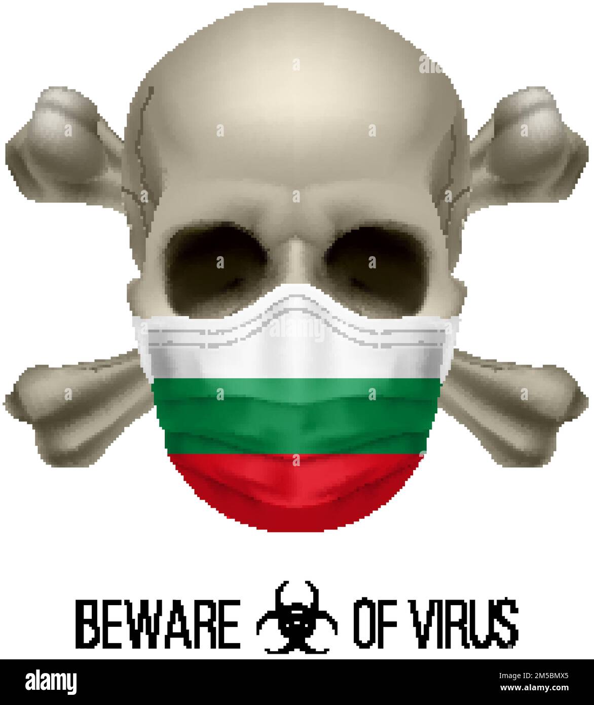 Human Skull with Crossbones and Surgical Mask in the Color of National ...
