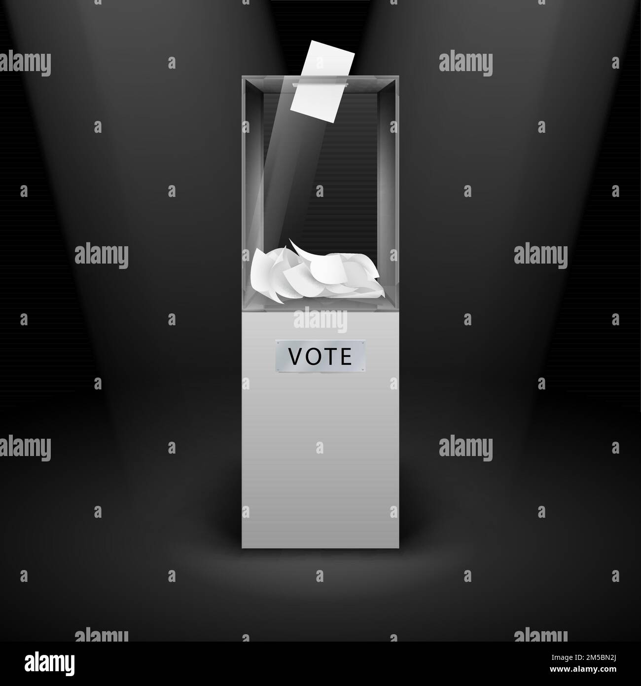 Illustration of the Realistic Ballot Box with Voting Paper in Hole. Voting Transparent Container ...