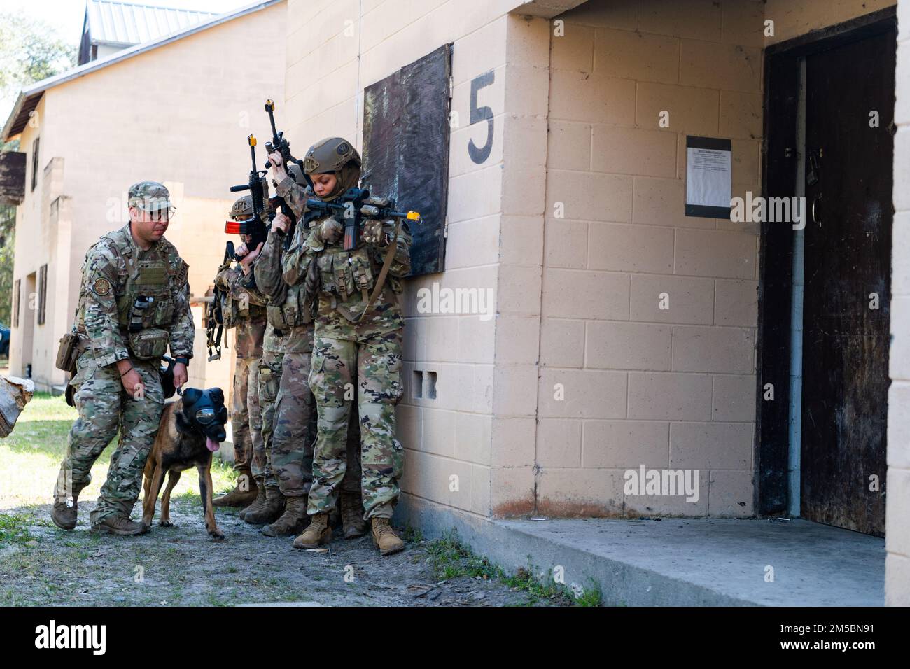Airmen from the 822 Base Defense Squadron practice close quarters ...