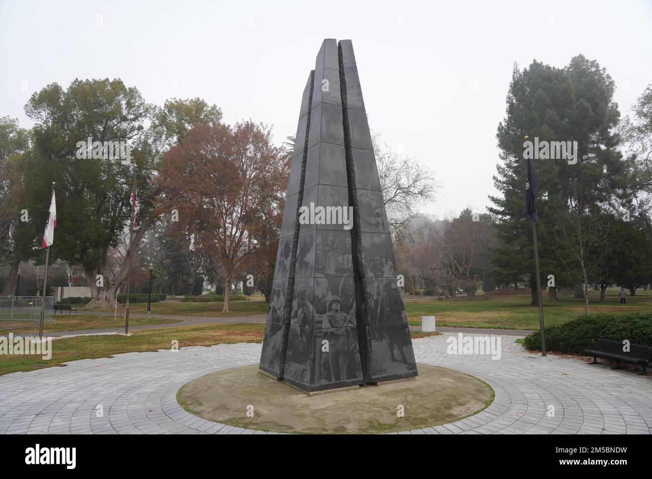 The California Veterans Memorial granite obelisk at the State Capitol ...
