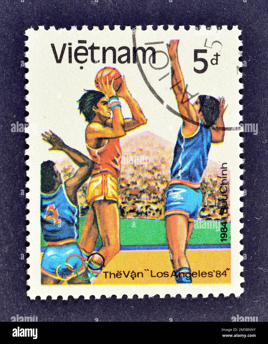 Cancelled postage stamp printed by Vietnam, that shows Basketball ...