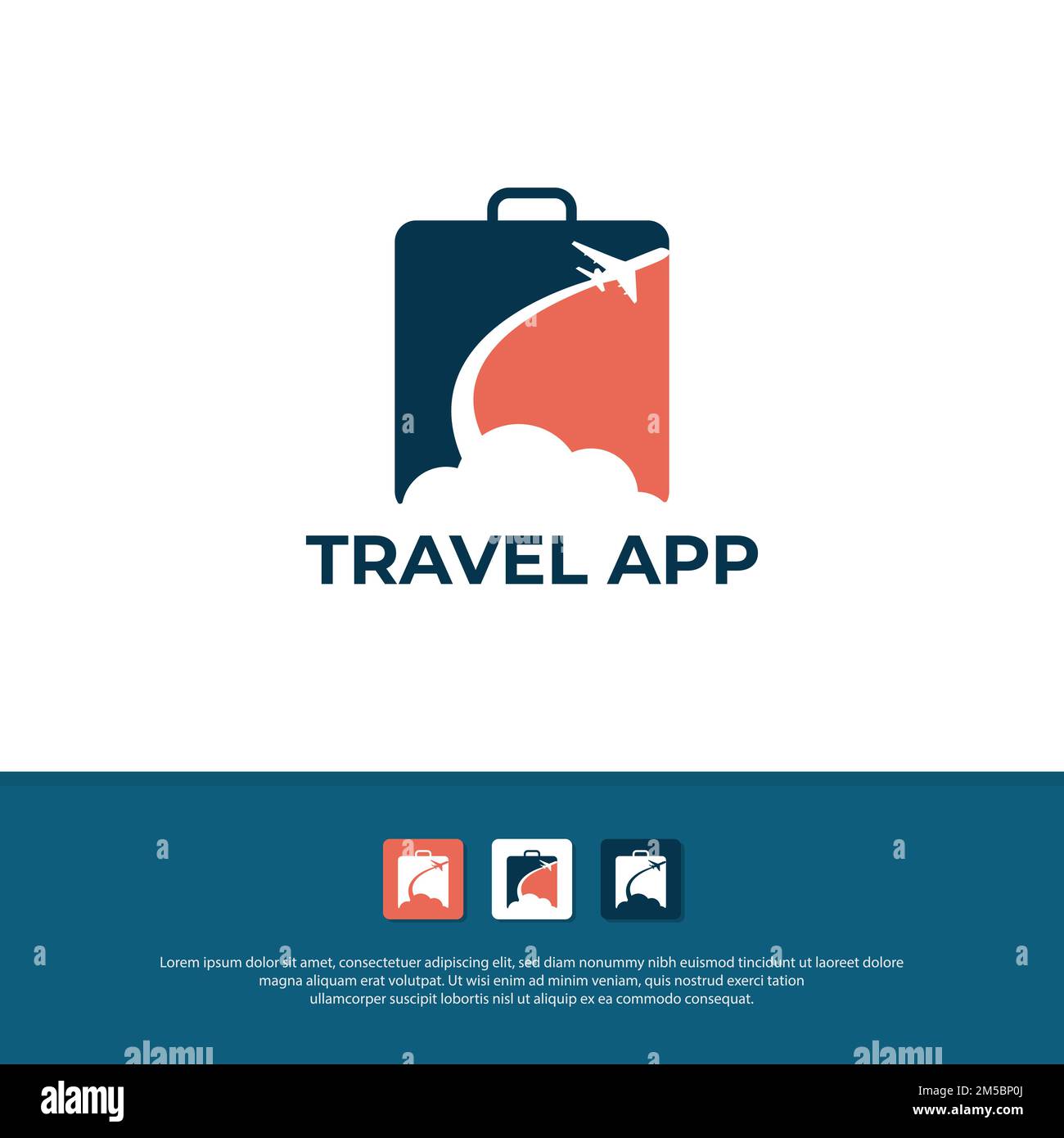 Modern Travel App logo design vector, illustration of travel bag, cloud ...