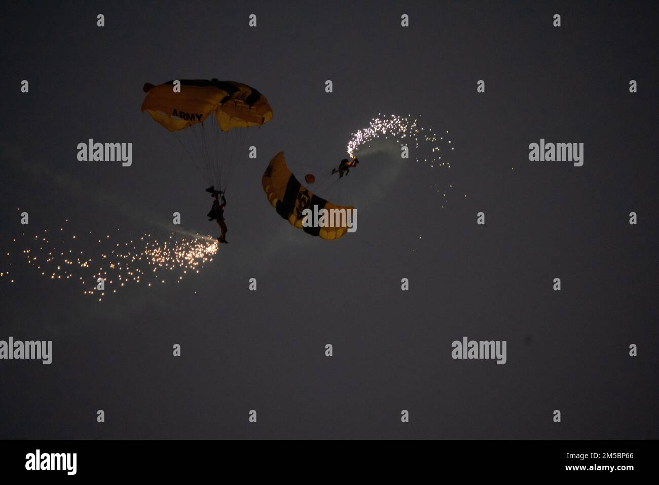 Members of the U.S. Army Parachute Team conduct night aerial training ...