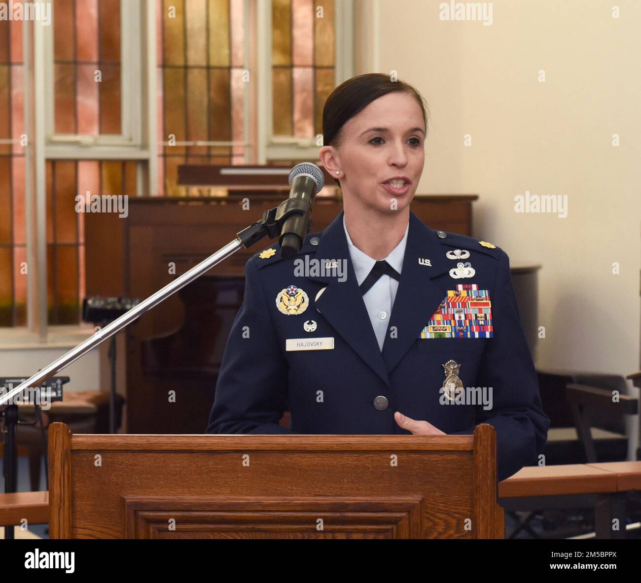 U.S. Air Force Maj. Ashley-Ann Hajovsky, 100th Security Forces Squadron ...