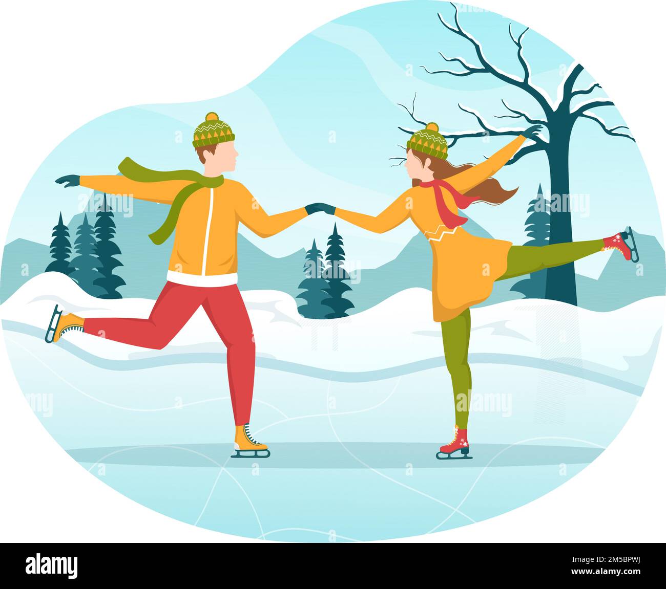 People Skating on Ice Rink Wearing Winter Clothes for Outdoor Activity ...