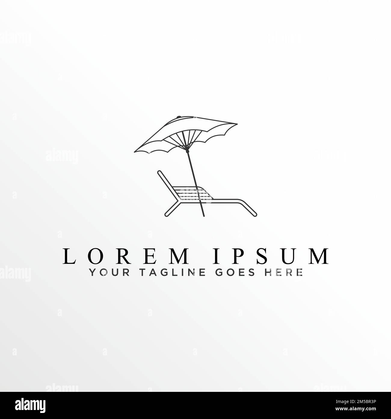 beach chair and umbrella in simple or unique image graphic icon logo ...