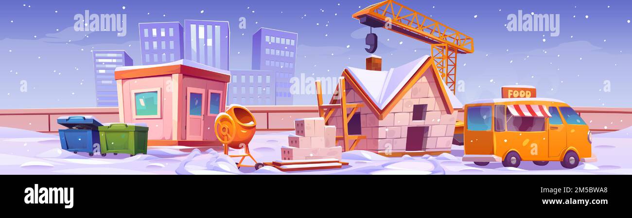 Cartoon Construction Worker In Winter A Construction Worker In Uniform