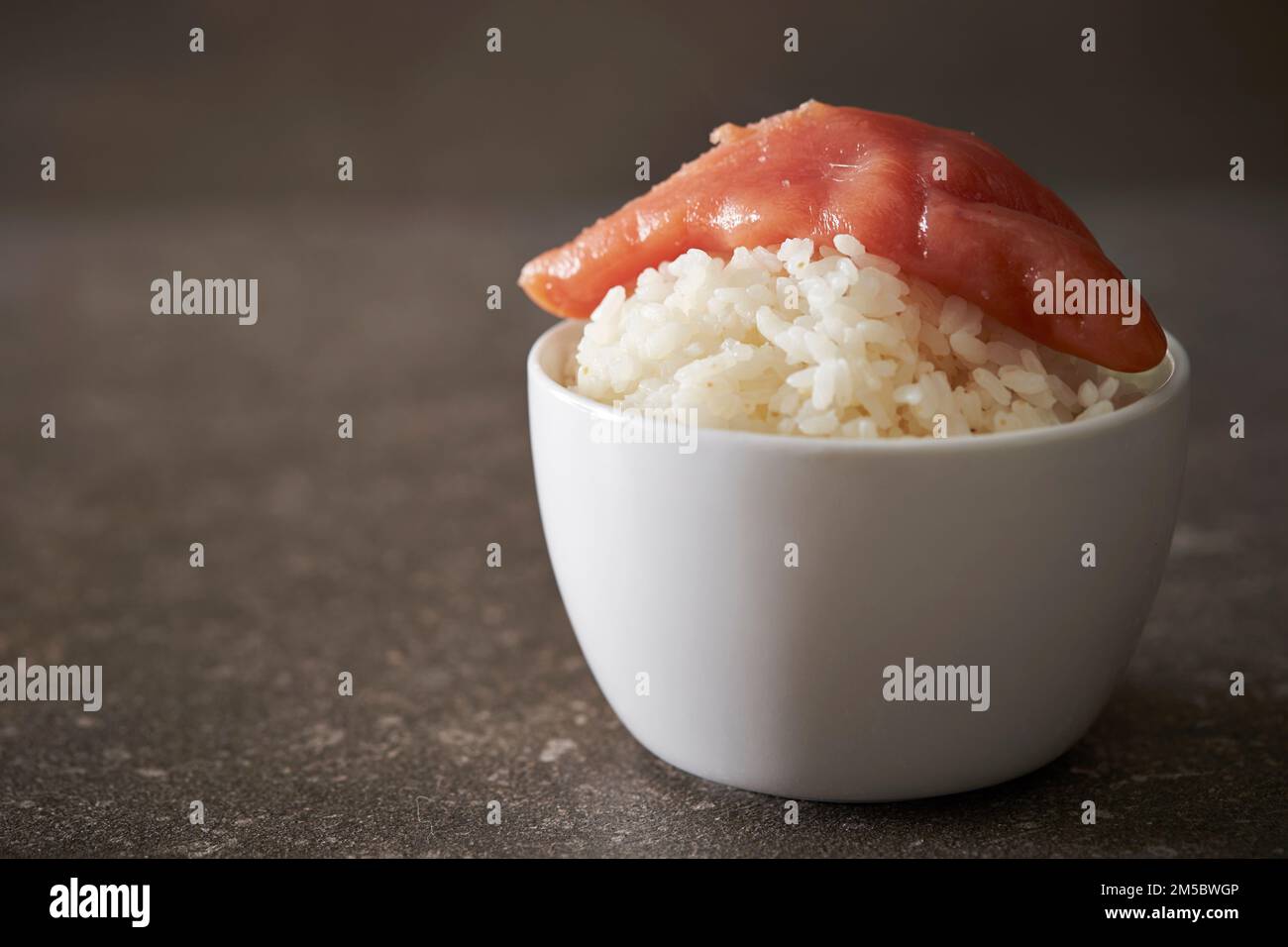 salted pollack roe with steamed rice Stock Photo - Alamy