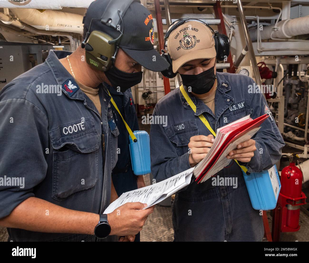 220224-N-VQ947-1005 PACIFIC OCEAN (Feb. 24, 2022) — Engineman 2nd Class ...