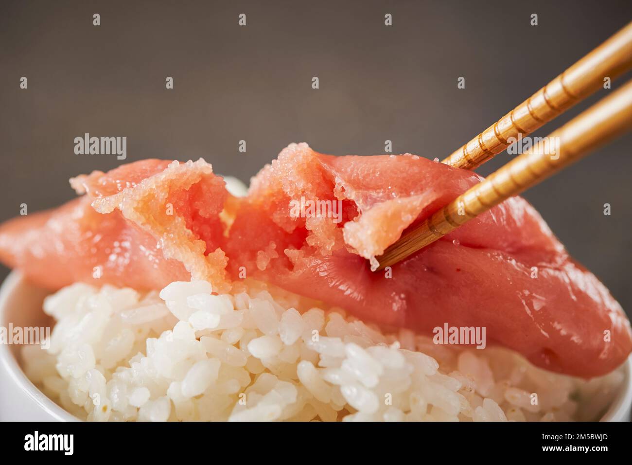 salted pollack roe with steamed rice Stock Photo - Alamy