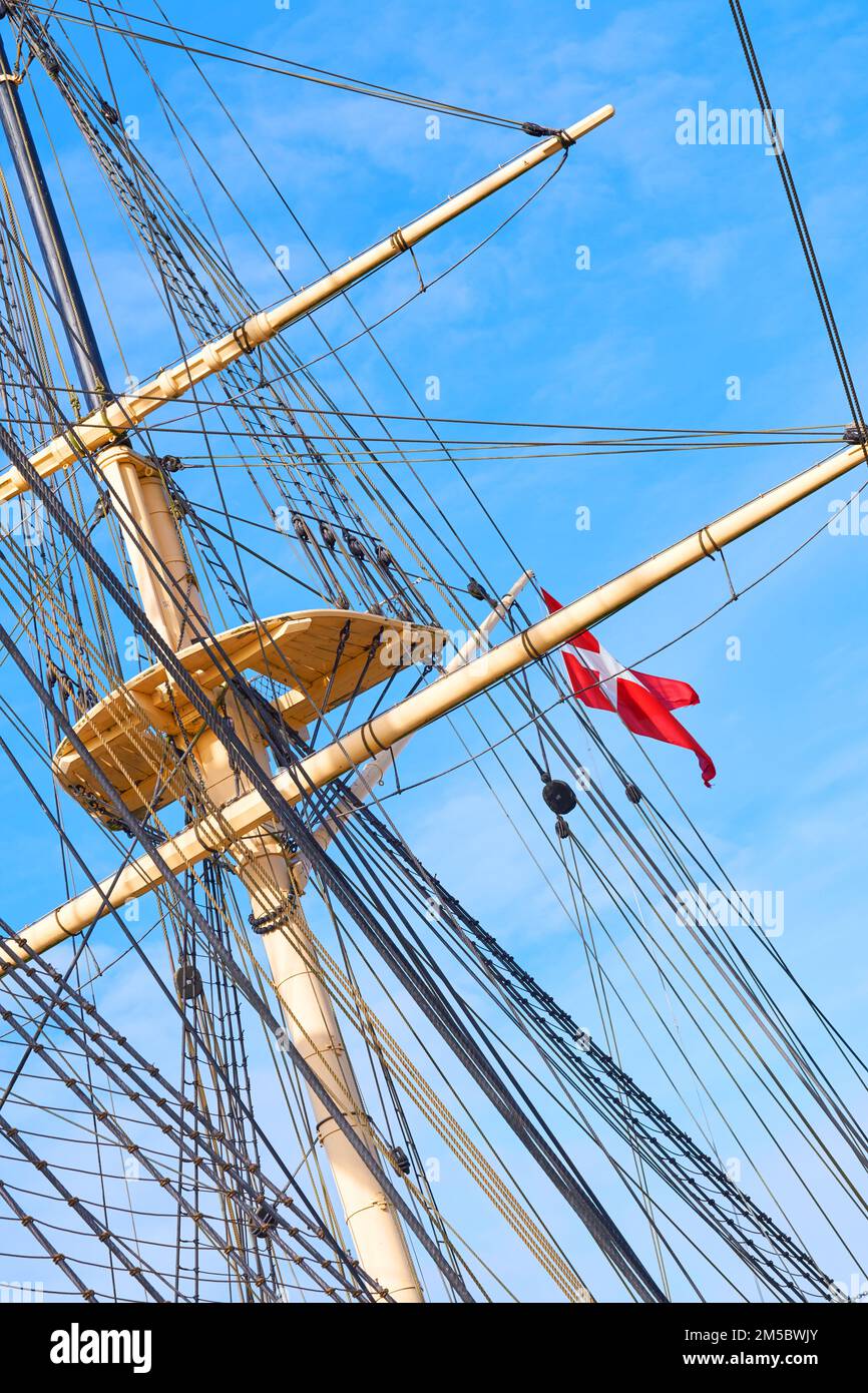 The Historical sailboat Fregatten Jylland - National treasure. Detail ...