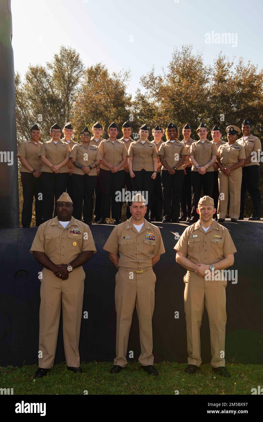 KINGS BAY, Ga. (Feb. 24, 2022) The command triad of the Ohio-class ...