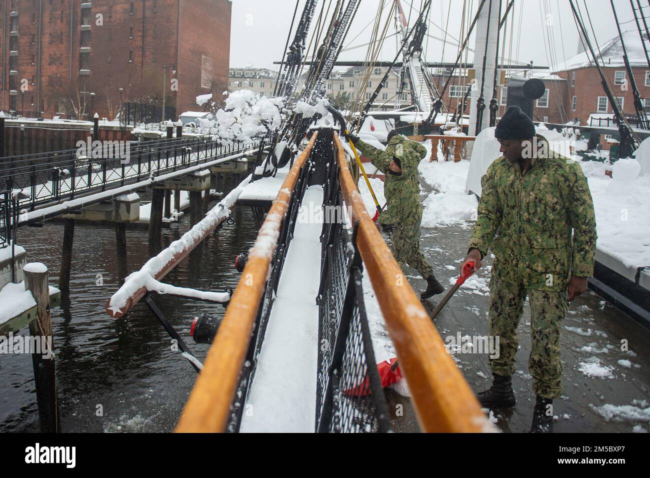 BOSTON (Feb. 25, 2021) Seaman Jordan Sharp, left, from Cincinnati, and ...