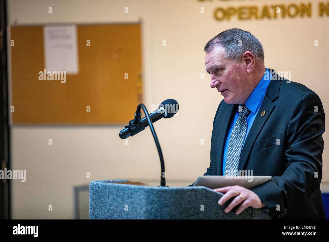 Gen. (R) John M. Murray gives a speech during Command Sgt. Maj. Michael ...